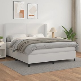 Box spring postel s matrací bílá 180x200 cm umělá kůže,  3128926