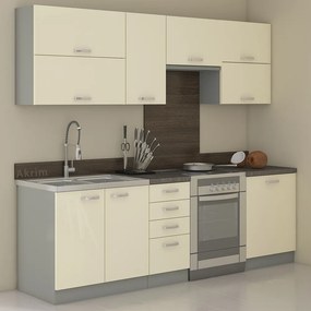 KARMEN | dolní skříňka 90x90 DN 2F rohová s policí | 90x90 cm | světle šedá/krémová lesk