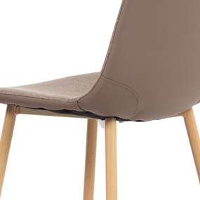AUTRONIC Jídelní židle, cappuccino látka-ekokůže, kov dub