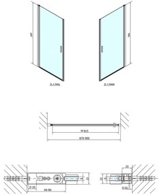 Polysan ZOOM LINE sprchové dveře 900mm, čiré sklo ZL1290
