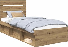 Rám postele Umělecký dub 75 x 190 cm Masivní borové dřevo 3411807