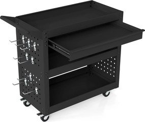 Costway 3patrový vozík na nářadí s velkou zásuvkou a 2 perforovanými panely a 8