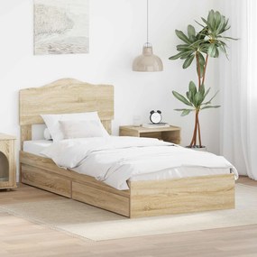 Postel s úložným prostorem se zásuvkou Sonoma dub 90 x 200 cm 3413133