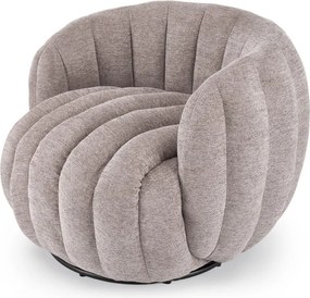 Otočné designové křeslo FRASER — látka, tmavě béžová