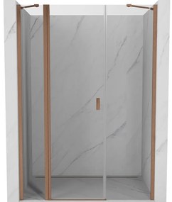 Mexen Mist sprchové dveře křídlové 140 cm, transparentní, kartáčovaná měď - 8A4-140-001-65-00
