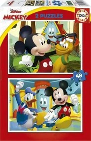 EDUCA Puzzle Mickey Mouse: Zábavní park / 2x48 dílků / od 4 let