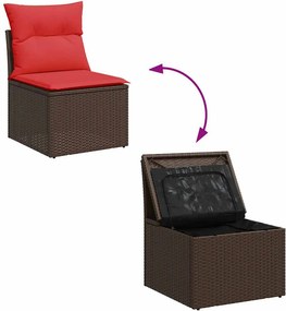 11dílná zahradní sestava s poduškami hnědá polyratan akácie 3326235