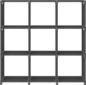 Výstavní police s 9 přihrádkami šedá 103x30x107,5 cm textil 322612