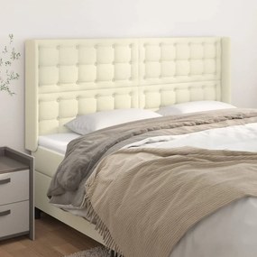 Čelo postele typu ušák krémové 203x16x118/128 cm umělá kůže 3119690