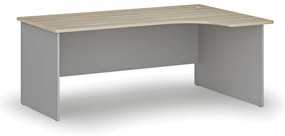 Rohový kancelářský psací stůl PRIMO GRAY, 180x120 cm, pravý, šedá/dub přírodní