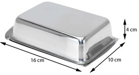 Kovová máselnička Chrome, 16x10x4 cm