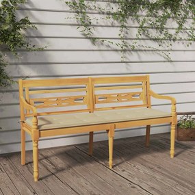 Lavice Batavia s béžovou poduškou 150 cm masivní teakové dřevo 3100829