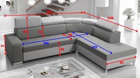 Rohová sedací souprava Milo, šedá (gobi 13/16), levá