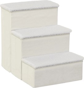 PawHut schody pro domácí mazlíčky skládací schody pro kočky schody pro psy 3 stupně s úložným prostorem pro kočky a psy MDF Bílá 40x54x48cm | Aosom.de