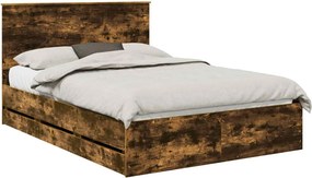 Rám postele s čelo Kouřový dub 135 x 190 cm Inženýrské dřevo 3411128