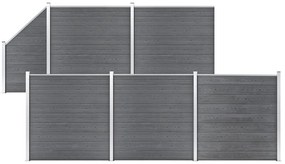 Plotová sada WPC 5 čtvercových + 1 šikmý díl 446x186 cm šedá 3053237