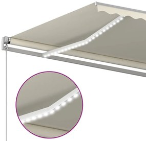 vidaXL Marketos Ručně zatahovací markýza s LED světlem 600 x 350 cm krémová