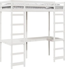 Rám postele loft Bílá 90 x 190 cm Masivní borové dřevo 3414555