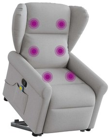 Zvedací masážní polohovací křeslo obláčkově šedé textil 3303393