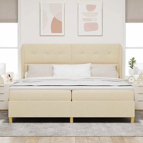 Postel s boxspringem s čelo Krémová 200 x 200 cm textil 3340779