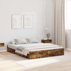 Rám postele s úložným prostorem s čelo Kouřový dub 135 x 190 cm 3335321