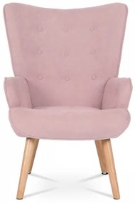 Křeslo ušák s podnožkou starorůžová látka nohy masiv AK-302 PINK2