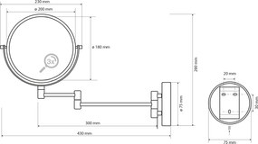 Sapho, X-ROUND závěsné kosmet. zrcátko, průměr 200mm, chrom, XR006