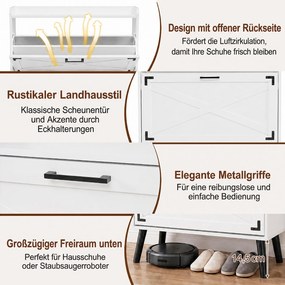 Costway Botník s 2 výklopnými zásuvkami Volně stojící botník – 80 × 24 × 103 cm