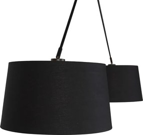 Závěsná lampa s bavlněnými odstíny černé se zlatem 35 cm - Blitz II černá