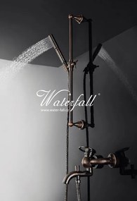 Waterfall Retro vanová baterie Sole olejem gumovaný bronz se sprchou, Varianta S malým držákem