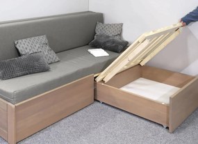 Rozkládací postel s úložným prostorem FUEGO - bez čel, masiv buk