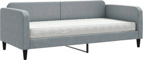 Válenda s matrací světle šedá 90 x 190 cm textil 3196808