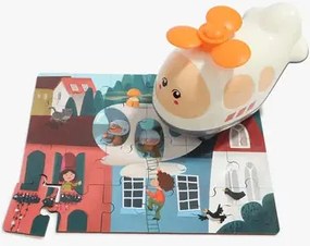 TOP BRIGHT Dřevěné puzzle s hračkou Vrtulník / 24 dílků / Dřevo