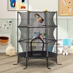 HOMCOM Kindertrampolin Ø163 cm, Trampolin mit Sicherheitsnetz, Randabdeckung, Gartentrampolin für Kinder 3-10 Jahre, bis 50 kg belastbar, Schwarz