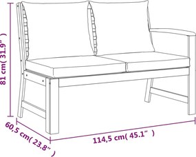 vidaXL 7dílný zahradní jídelní set s poduškami masivní akáciové dřevo [3154975] Barva polštáře: Krémová bílá