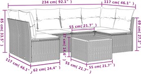 7dílná zahradní sedací souprava s poduškami černá polyratan 3223557