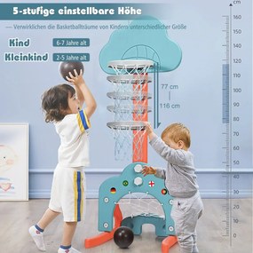 Costway 3 v 1 Dětské hřiště s výškově nastavitelným basketbalovým košem