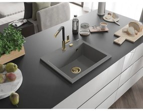 Mexen Oscar, 1-komorový granitový dřez 580x490x205 mm, šedá, 6519581000-71-G