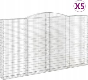 vidaXL Gabionové koše, 5 ks, 400 x 30 x 220/240 cm, galvanizované železo