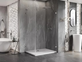 Mexen Lunar-B L výklopný sprchový kout pravý 100 x 80 cm, čiré sklo, broušená ocel, 832L-100-080-97-00-P