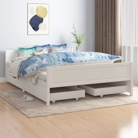 Rám postele se 4 zásuvkami bílý masivní borovice 140 x 200 cm,  3060504 HangarStore.cz