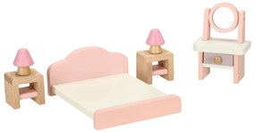 Creative Corner Domeček pro panenky nábytek obývací pokoj ložnice koupelna kuchyně dřevěný růžový