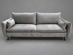 Šedá sametová rozkládací/s úložným prostorem pohovka 222 cm Vermont - II. jakost – Cosmopolitan Design