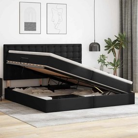Postel s úložným prostorem s čelo Černá 200 x 200 cm Umělá kůže 3371681