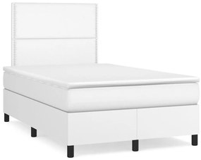 Box spring postel s matrací a LED bílá 120 x 190 cm umělá kůže