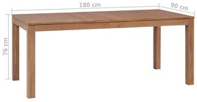 vidaXL Jídelní stůl masivní teak s přírodním povrchem 180 x 90 x 76 cm