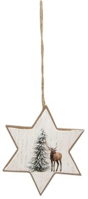 Závěsná dekorace hvězda s jelenem - 9*1*11 cm