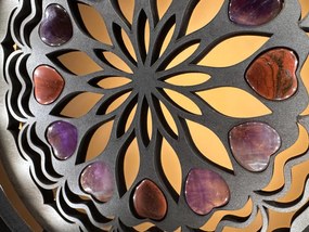 Li-Go "Srdce, ametystová/karneolová mandala" Stolní lampa 20x22 cm černá s patinou