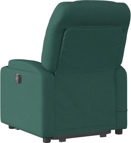 Zvedací masážní polohovací křeslo tmavě zelené textil 3204614