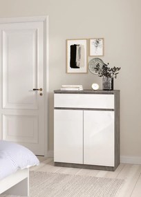 FALCO Komoda Simplicity 234 beton/bílý lesk